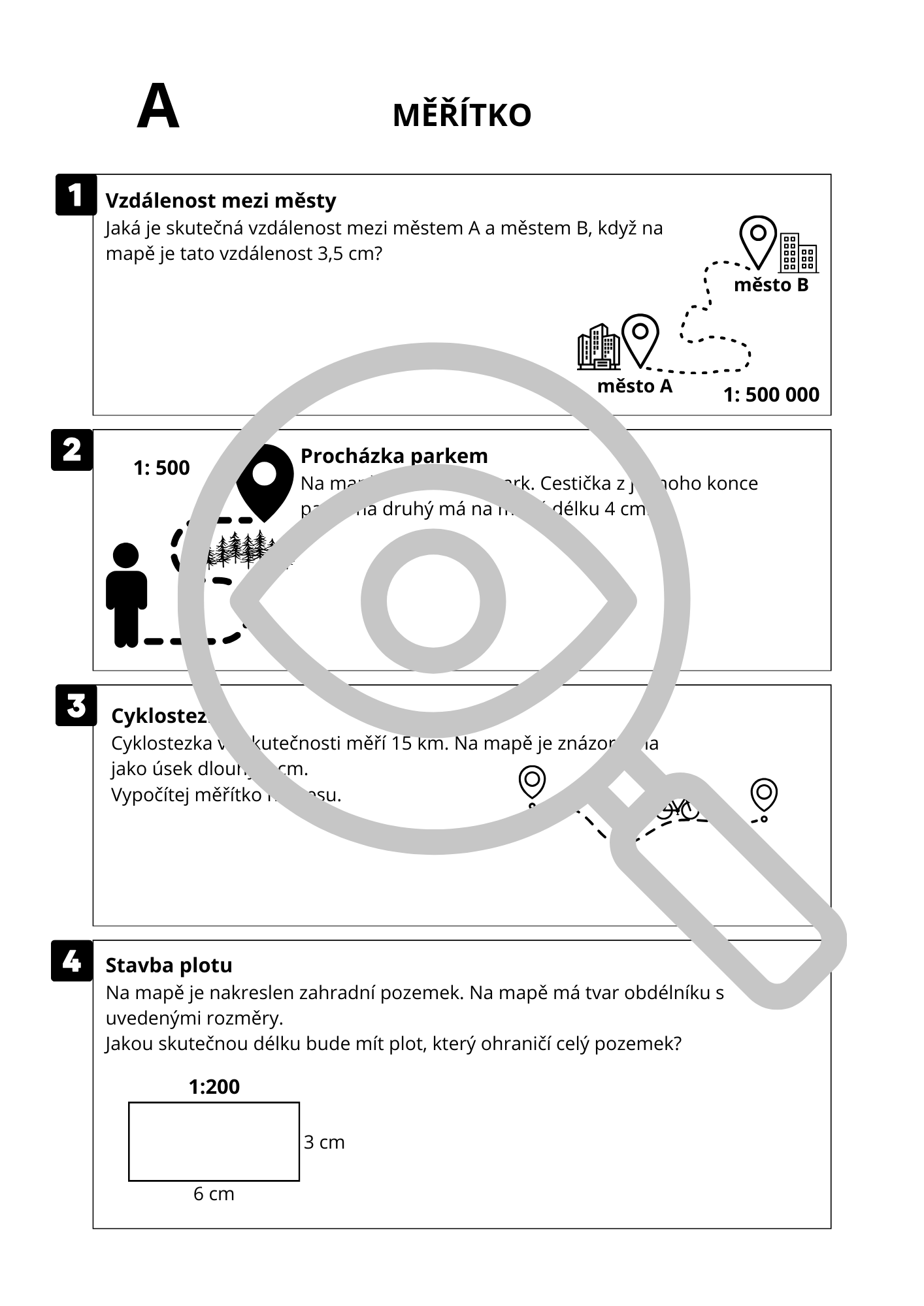 MĚŘÍTKO mapy: Pracovní listy k procvičení - Matematika | UčiteléUčitelům.cz